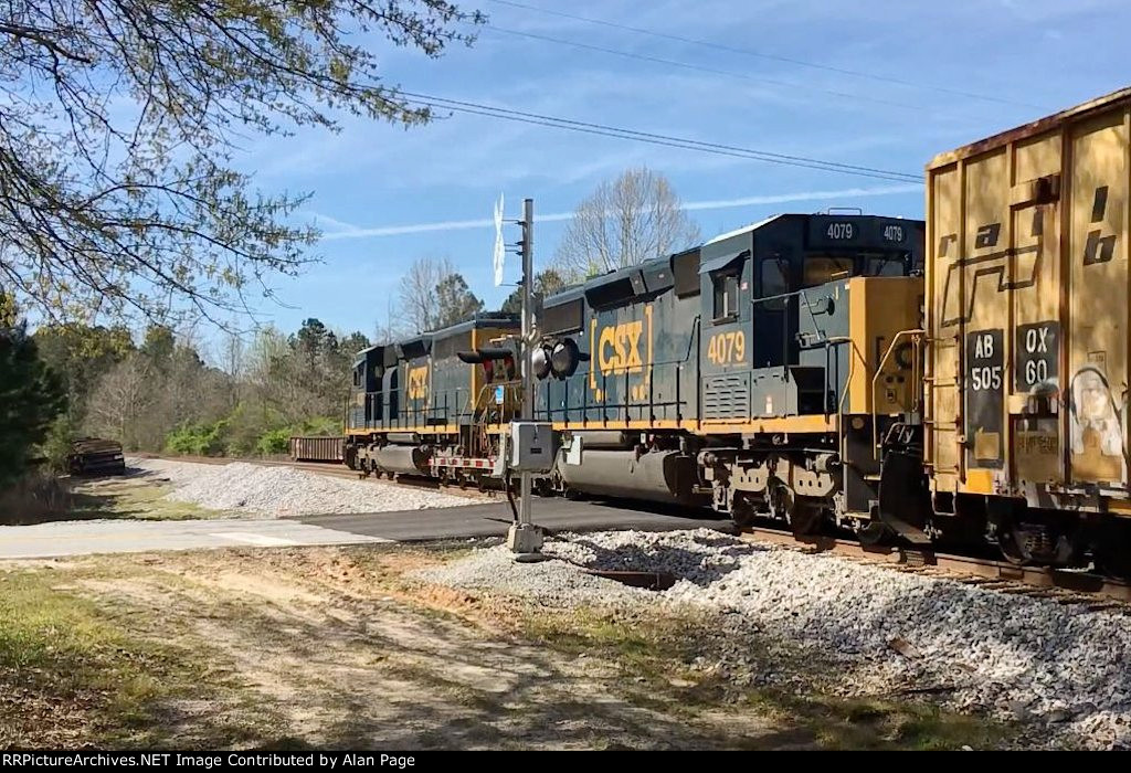 CSX SD40-3's 4287 and 4079 cross Valleywood Road with a SB local